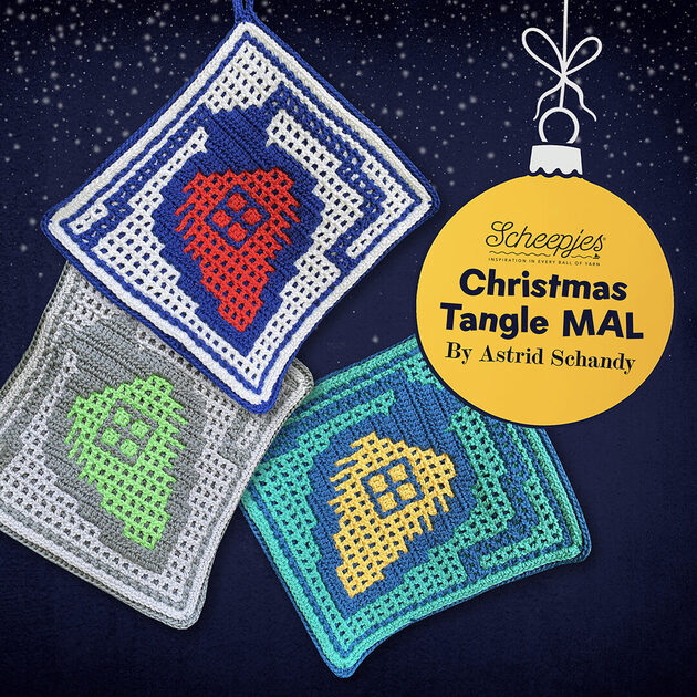 Practice Potholder | Christmas Tangle Blanket MAL | Scheepjes
